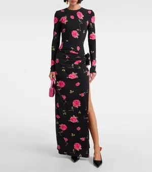 Magda Butrym Floral Leather Slingback Pumps - Black