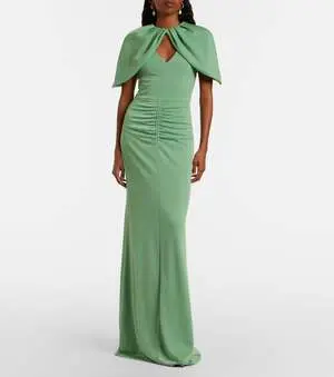 Rebecca Vallance Isla Caped Ruched Gown