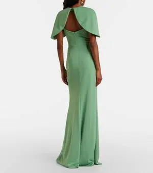 Rebecca Vallance Isla Caped Ruched Gown