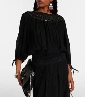 Isabel Marant Étoile Nelida Guipure Lace-trimmed Silk Blouse - Black