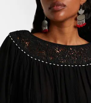 Isabel Marant Étoile Nelida Guipure Lace-trimmed Silk Blouse - Black