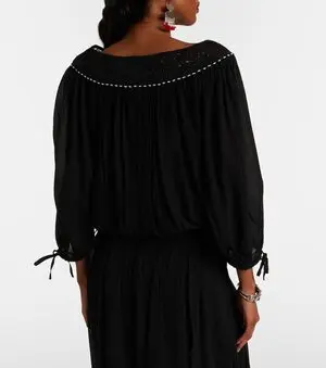 Isabel Marant Étoile Nelida Guipure Lace-trimmed Silk Blouse - Black