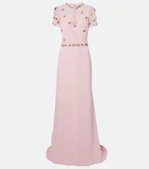 Costarellos Embellished Crêpe Gown