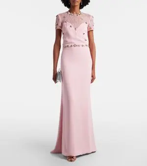 Costarellos Embellished Crêpe Gown