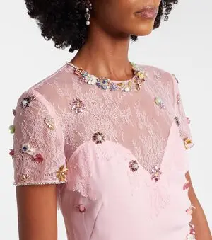 Costarellos Embellished Crêpe Gown
