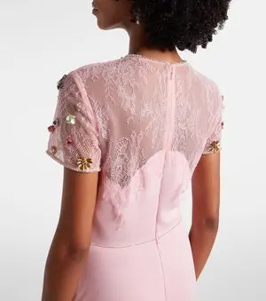 Costarellos Embellished Crêpe Gown