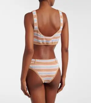 Anna Kosturova Crochet Striped Cotton Bikini Top