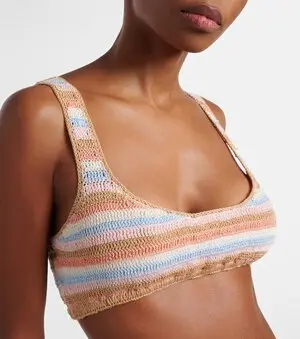 Anna Kosturova Crochet Striped Cotton Bikini Top