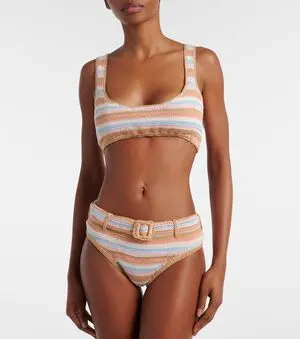 Anna Kosturova Crochet Striped Cotton Bikini Bottom