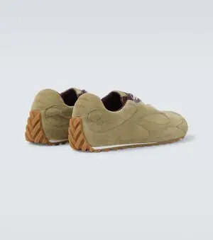 Bottega Veneta Orbit Flash Suede Lace-up Sneakers - Green