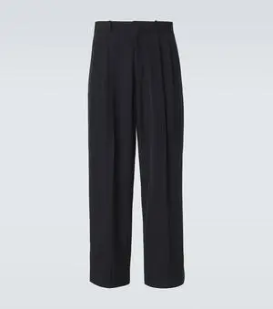 A.PRESSE Wool-blend Wide-leg Pants - Blue
