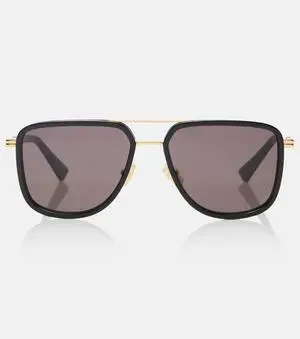 Bottega Veneta Metal Combi Aviator Sunglasses - Black