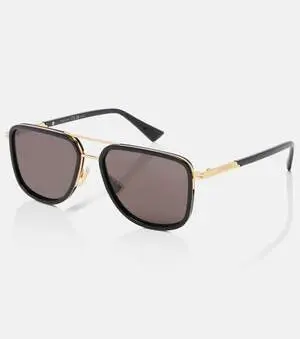 Bottega Veneta Metal Combi Aviator Sunglasses - Black