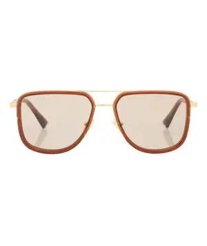 Bottega Veneta Bottega Veneta Metal Combi Aviator Sunglasses Gold