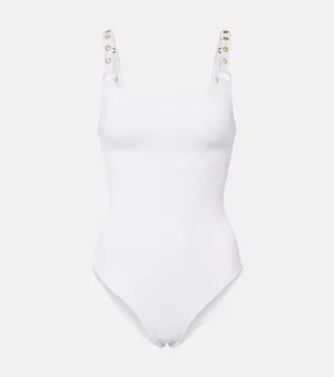 Hunza G Melody Embellished One Piece Swimsuit - White