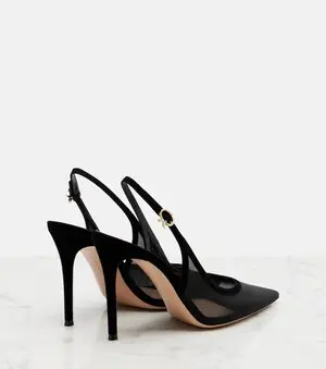 GIANVITO ROSSI Suede-trimmed Slingback Pumps