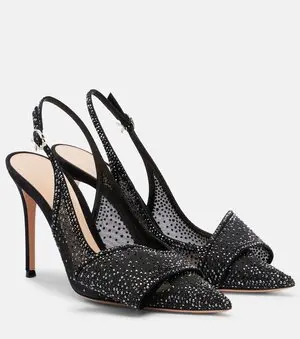 GIANVITO ROSSI Crystal-embellished Slingback Pumps - Black