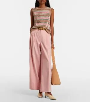 Varley Deeley Striped Cotton Pointelle Top - Beige