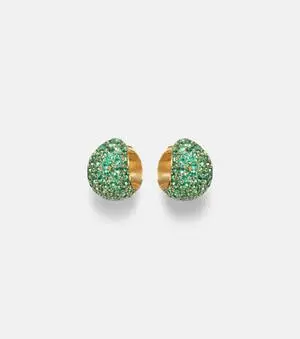 OCTAVIA ELIZABETH Icon Poppy Emerald And 18kt Hoop Earrings - Gold
