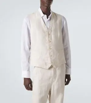 Brunello Cucinelli Herringbone Linen Vest