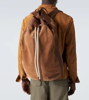 Brunello Cucinelli Leather-trimmed Suede Backpack