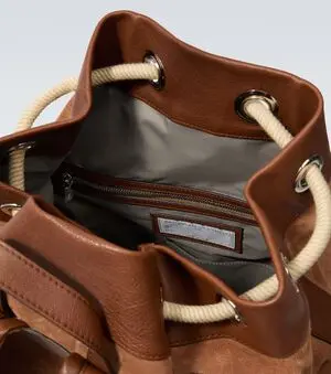 Brunello Cucinelli Leather-trimmed Suede Backpack