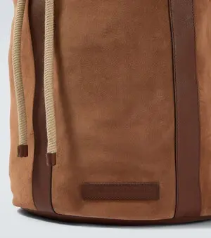 Brunello Cucinelli Leather-trimmed Suede Backpack