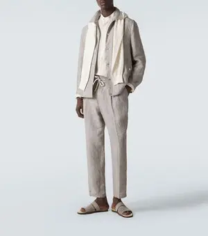 Brunello Cucinelli Logo Suede Sandals - Grey