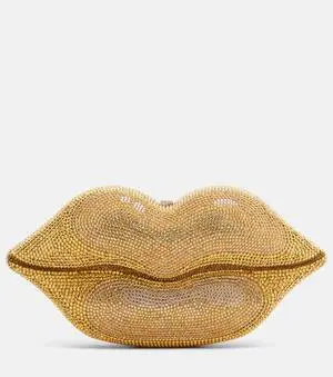 Judith Leiber Lips Small Crystal-embellished Clutch - Gold