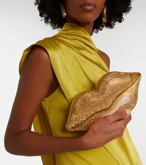 Judith Leiber Lips Small Crystal-embellished Clutch