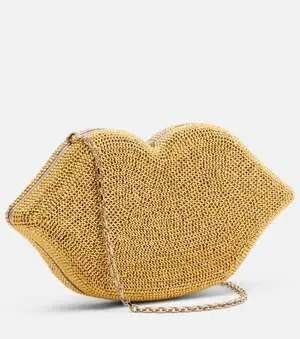 Judith Leiber Lips Small Crystal-embellished Clutch
