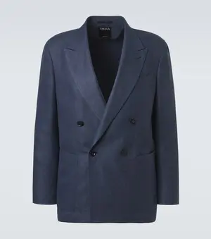 Zegna Linen, Wool And Silk Blazer - Blue