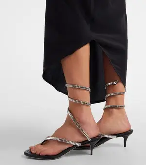 Rene Caovilla Embellished Satin Thong Sandals