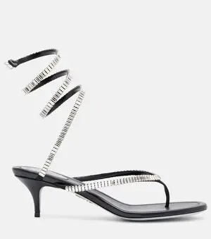 Rene Caovilla Embellished Satin Thong Sandals