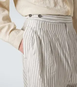 Zegna Striped Silk Straight Pants