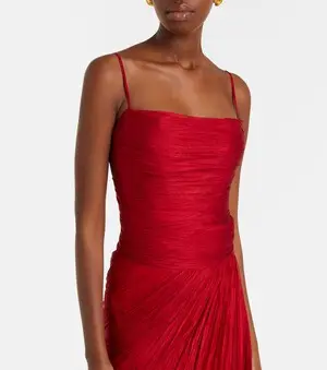 MARIA LUCIA HOHAN Rio Draped Silk Muslin Gown - Red