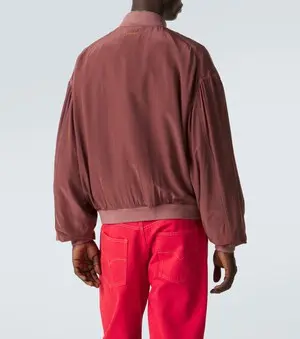 Versace Oversized Silk Poplin Blouson Jacket - Burgundy
