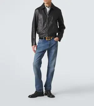 Versace Leather Blouson Jacket - Black