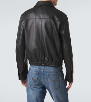 Versace Leather Blouson Jacket - Black