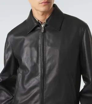 Versace Leather Blouson Jacket - Black