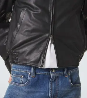 Versace Leather Blouson Jacket - Black