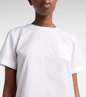 Sacai Poplin Mini Dress With Pleated Back Detail - White