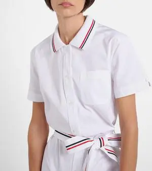 Thom Browne Belted Cotton Poplin Shirt Dress