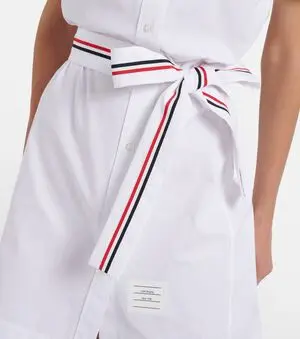 Thom Browne Belted Cotton Poplin Shirt Dress