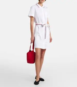 Thom Browne Belted Cotton Poplin Shirt Dress