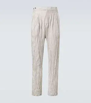 Zegna Striped Silk Straight Pants