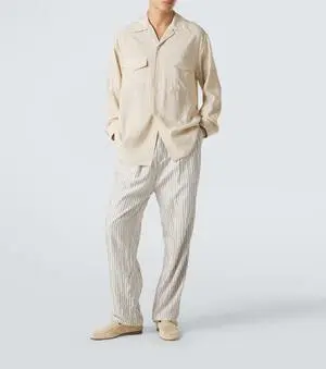 Zegna Striped Silk Straight Pants