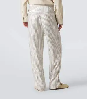 Zegna Striped Silk Straight Pants