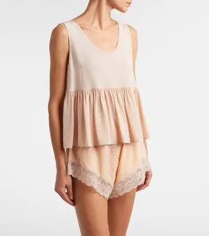 Chloé Lace-trimmed Silk Jacquard Shorts - Pink
