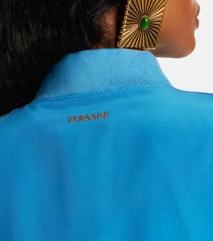 Versace Oversized Silk Poplin Blouson Jacket - Blue